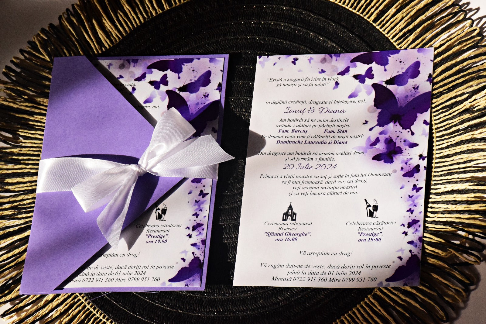 Invitatie Nunta cu semi-plic in V -Model N47 – Atelierul de Hartie