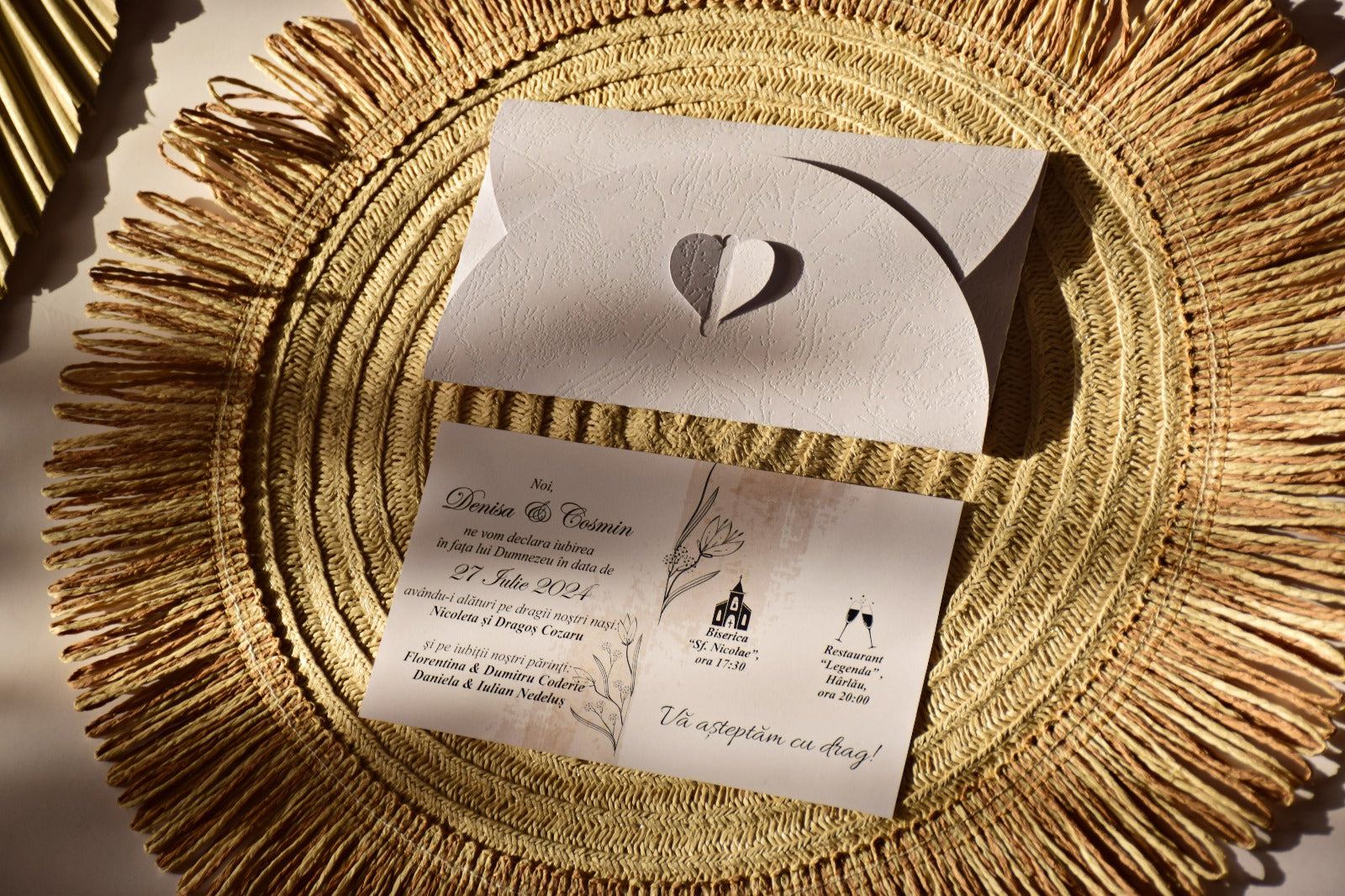 Invitatie Nunta cu plic texturat - Model N30 – Atelierul de Hartie