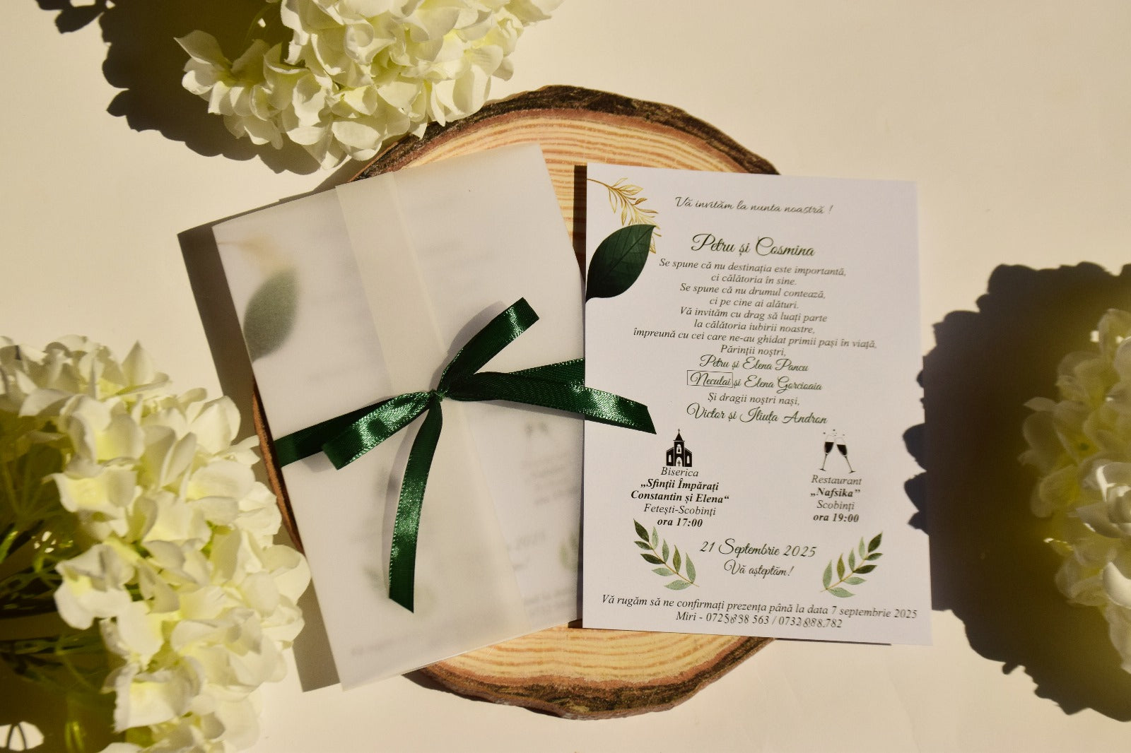 Invitatie Nunta cu fundita - N221 – Atelierul de Hartie