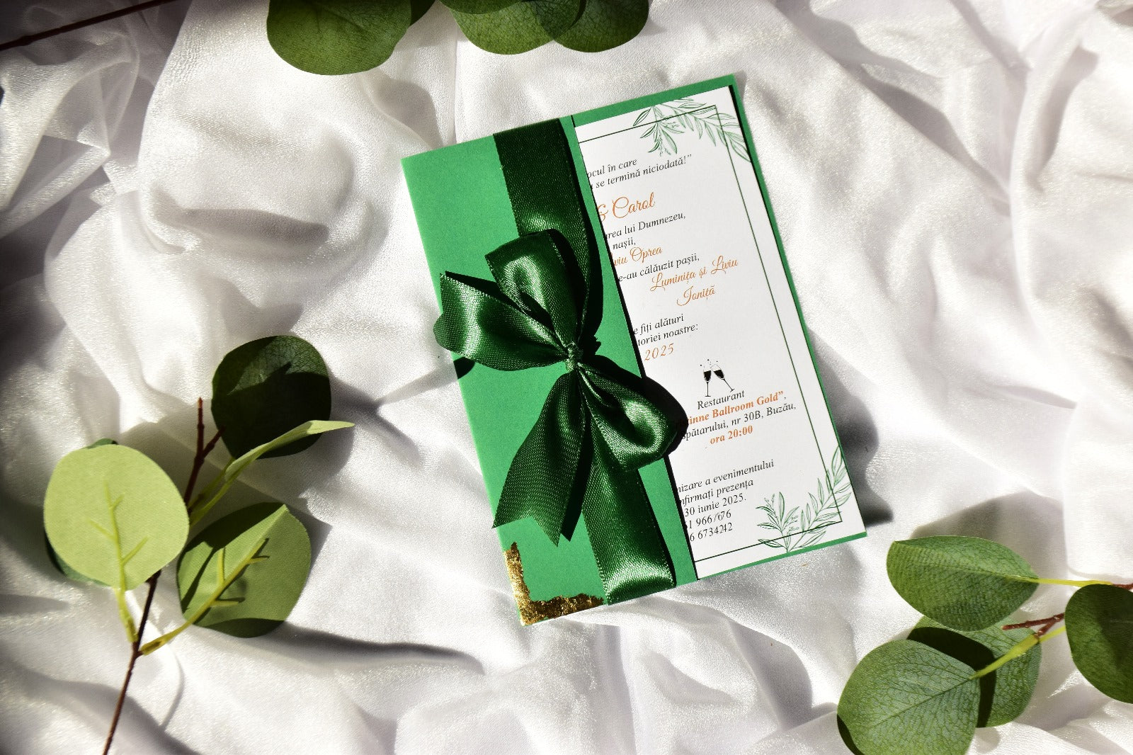 Invitație de Nuntă cu Semi-Plic și Fundiță Elegantă - N223 – Atelierul ...