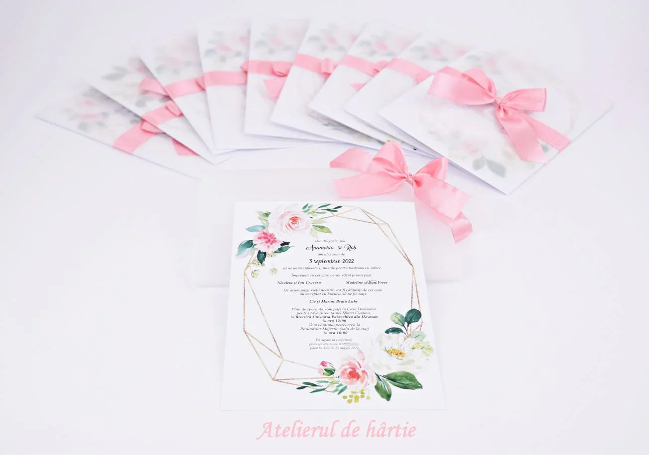 Invitatie Nunta cu plic de calc - Model N9 – Atelierul de Hartie